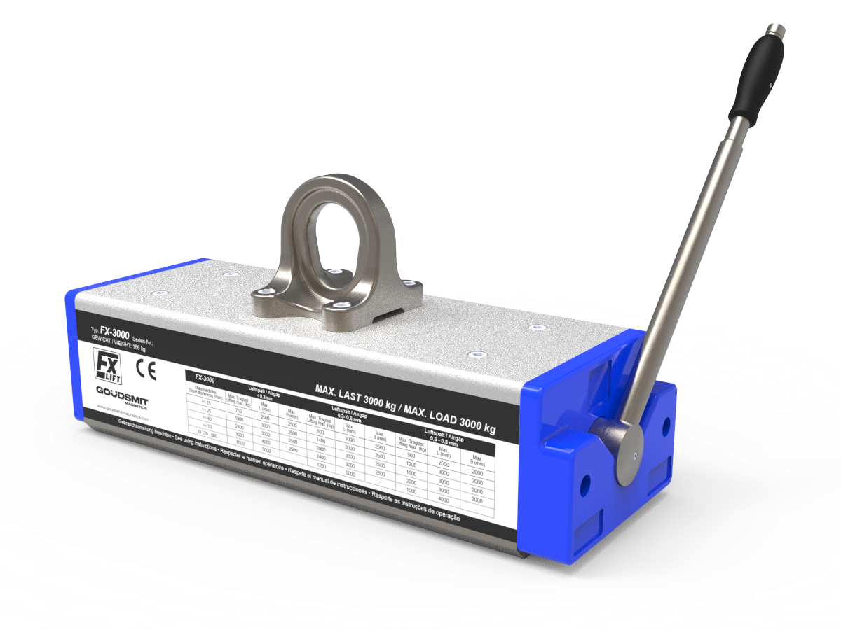 Permanent lifting magnet, flat products - 3000 kg - Goudsmit Magnetics